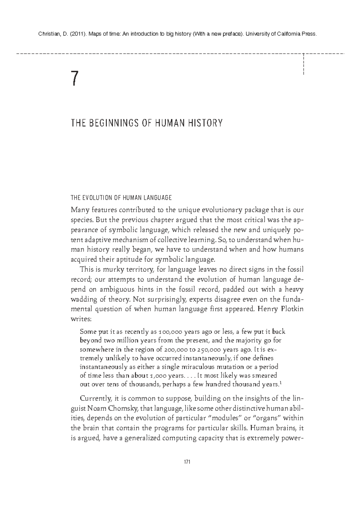 Christian, D. (2011). The Evolution of Human Language: Beginnings of ...