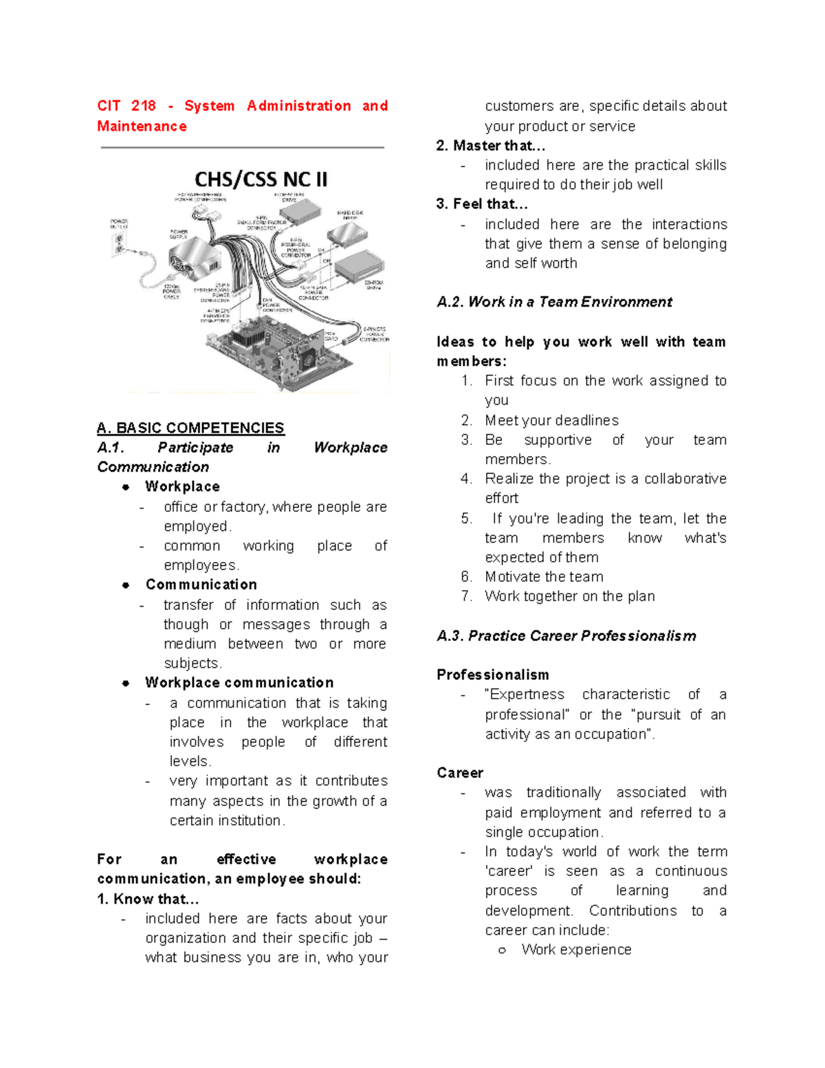 CIT 218 System Administration & Maintenance: Comprehensive Study Notes ...