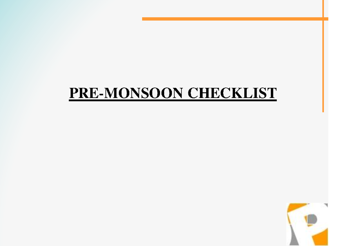 Pre Monsoon Check List - PRE-MONSOON CHECKLIST INDEX ROOF TERRACE AT ...
