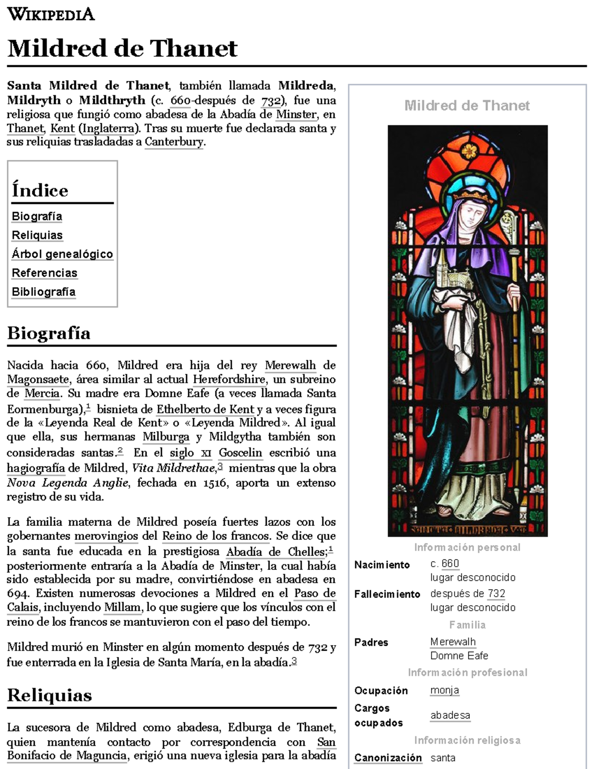 Mildred de Thanet - Wikipedia, la enciclopedia libre - Mildred de ...