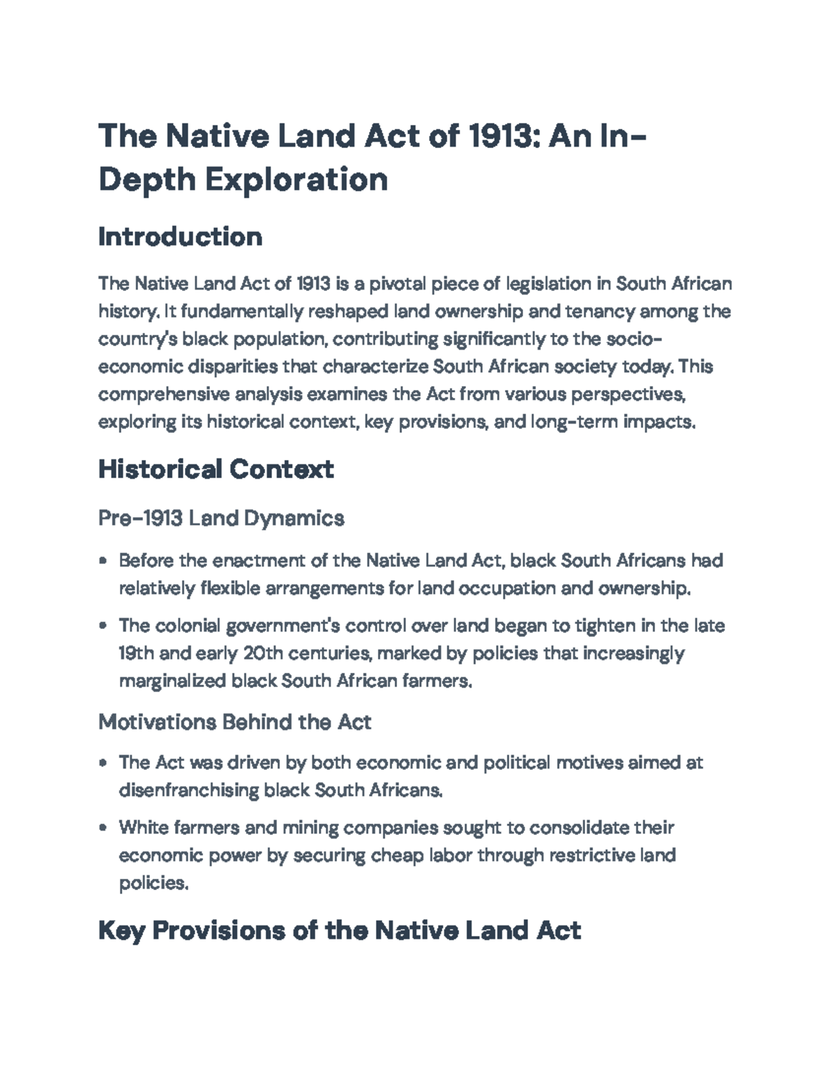 The Native Land Act of 1913: A Comprehensive Analysis of Its Impact ...