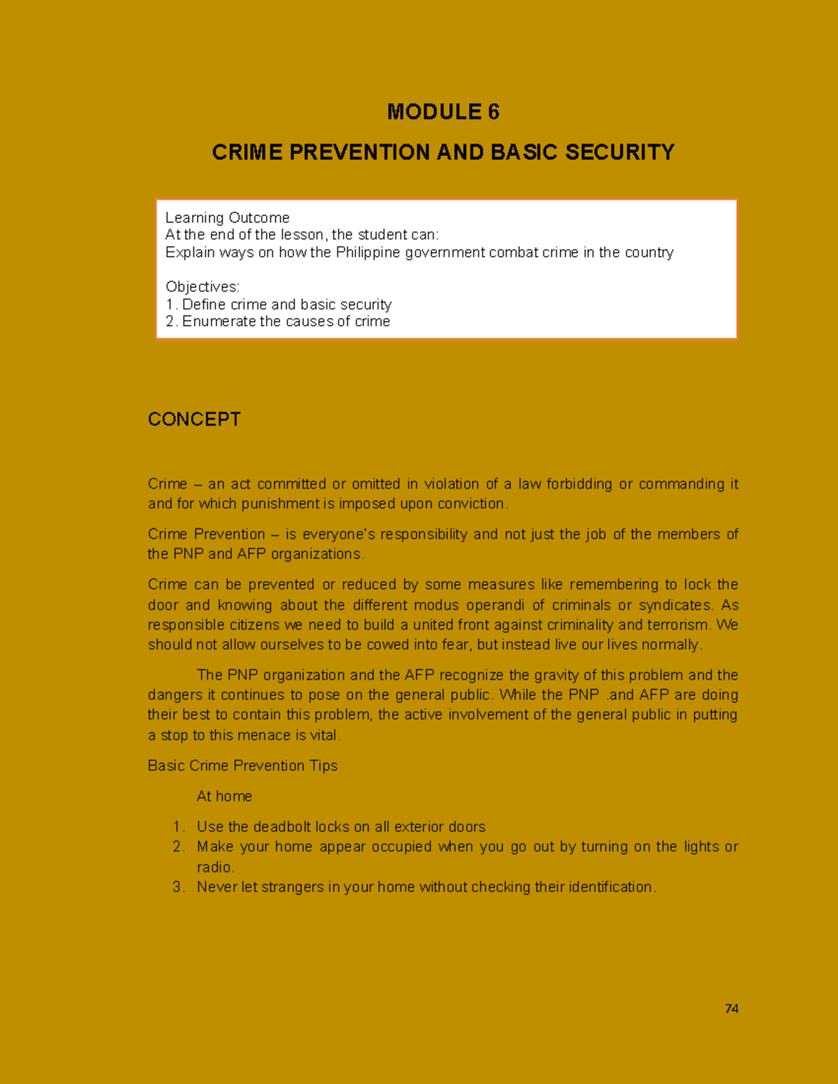 Module 6: Crime Prevention & Basic Security Lecture Notes - Studocu