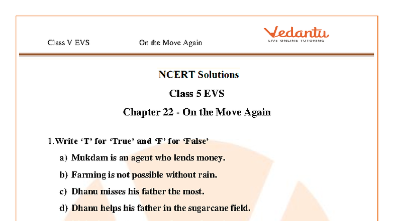 CBSE Worksheet: Class 5 EVS Chapter 22 - On the Move Again Solutions ...
