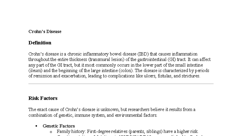 Crohn's Disease Overview: Definition, Risk Factors & Pathophysiology ...