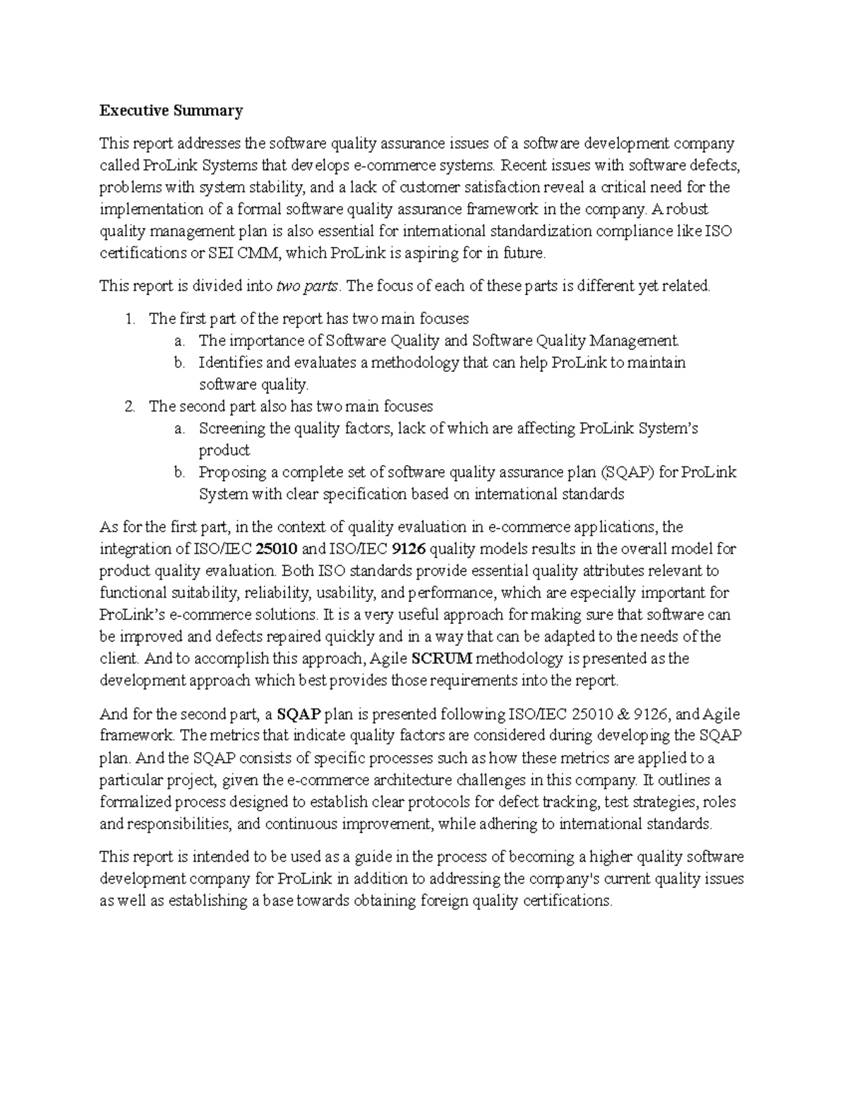 Enhancing Software Quality: A Strategic Quality Assurance Plan for ...