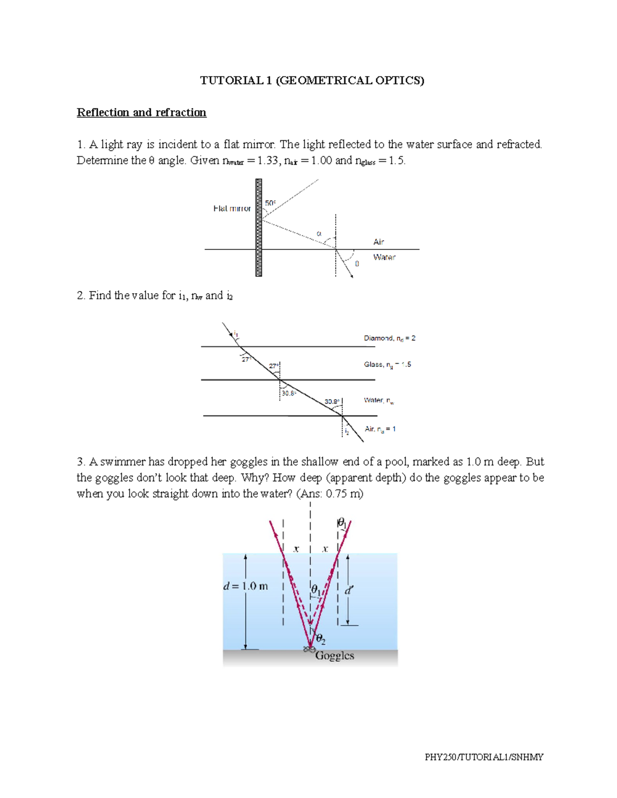 Tutorial 1 phy250 - practice make perfect - TUTORIAL 1 (GEOMETRICAL ...