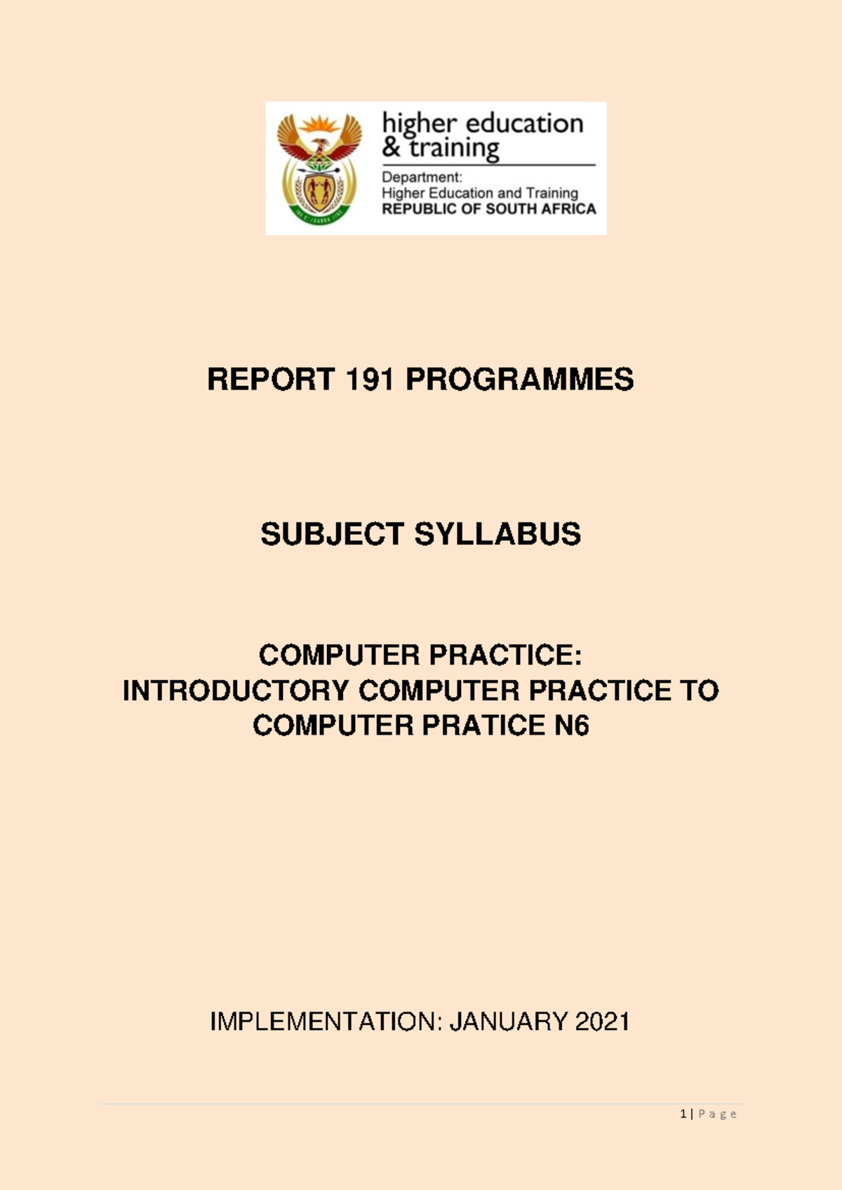 Computer Practice N4-N6 Revised - REPORT 191 PROGRAMMES SUBJECT ...