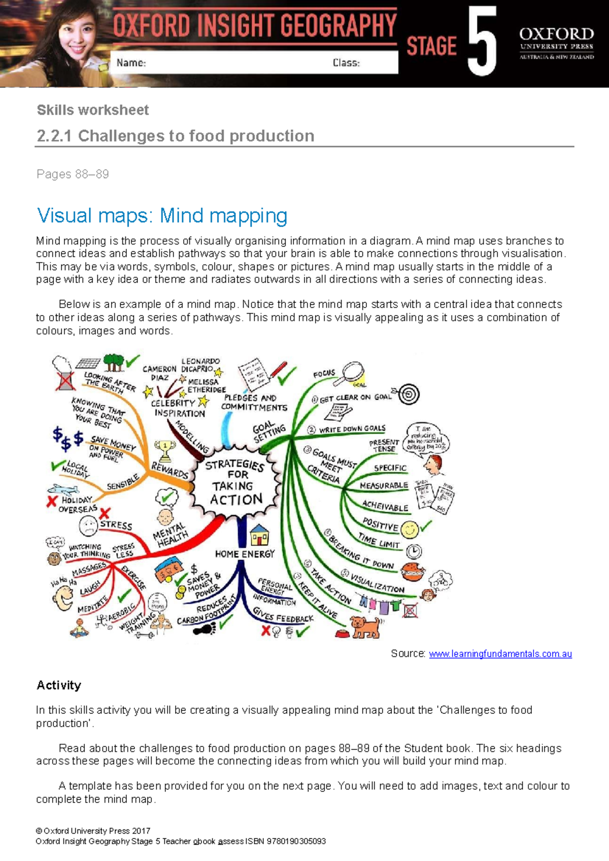 Geo Skills Worksheet 2.2.1: Mind Mapping Food Production Challenges ...