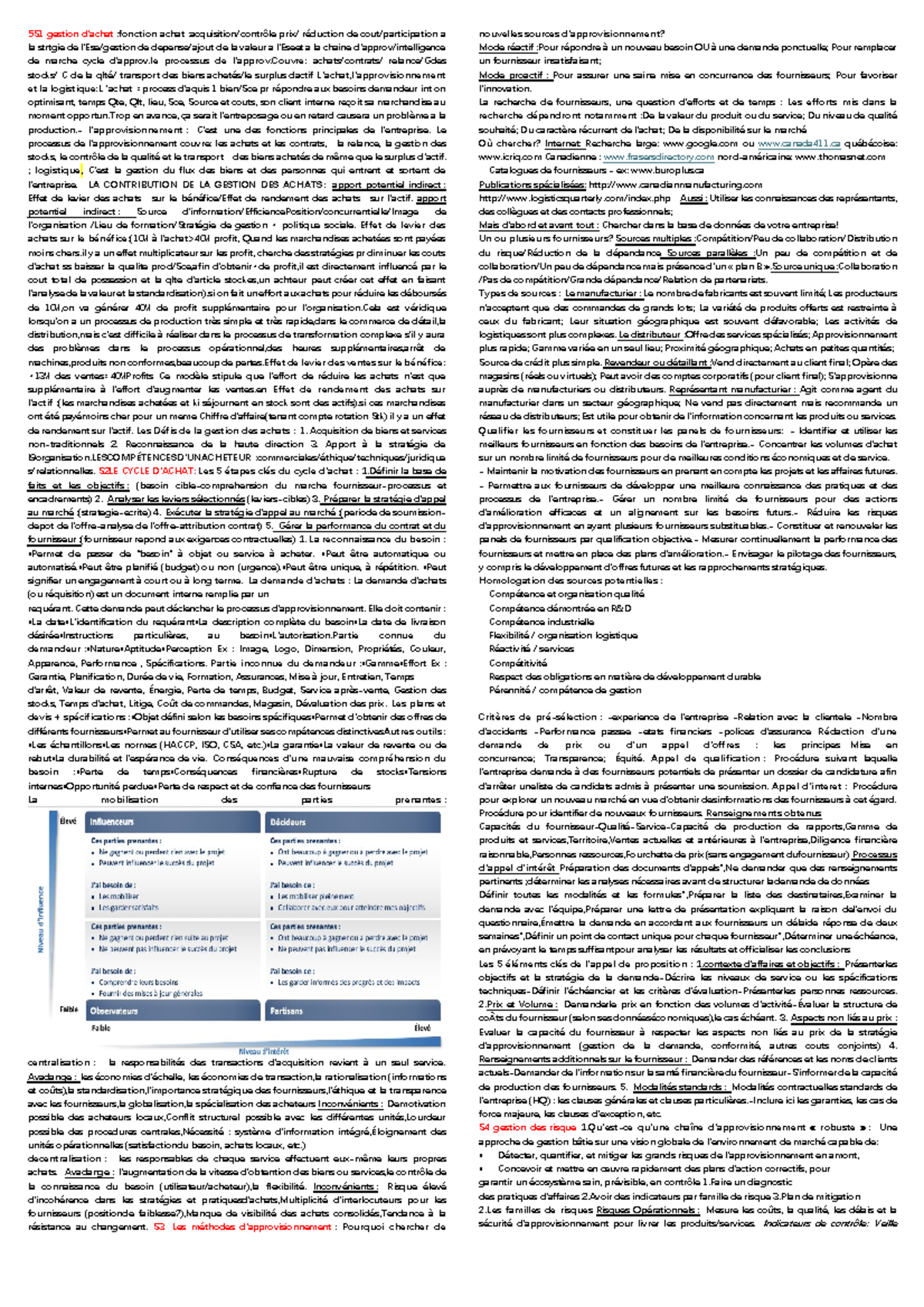 Notes de Cours 5S1 : Gestion des Achats et Logistique - Processus et ...