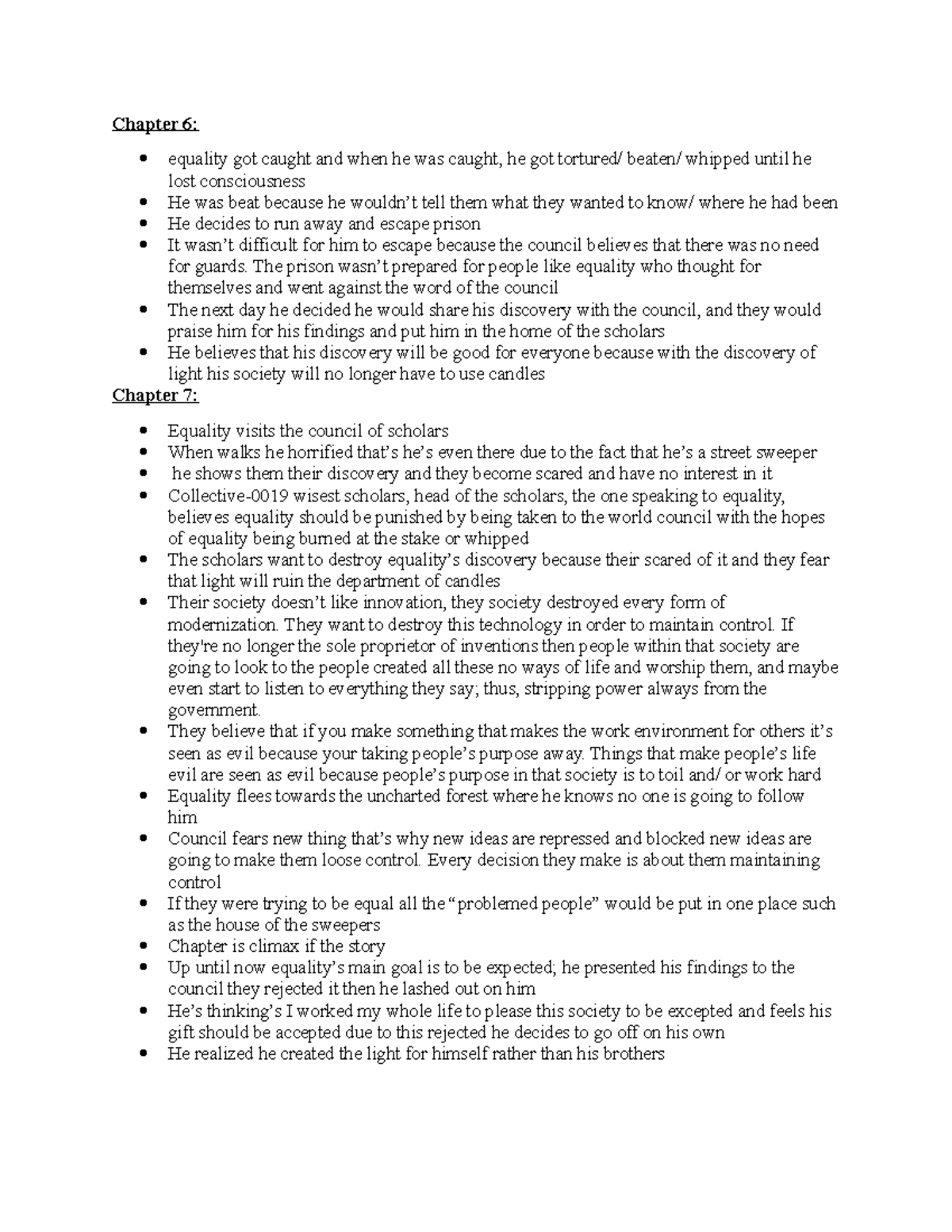 Anthem Chapter 6-8 Analysis: Rebellion and Self-Discovery - Studocu