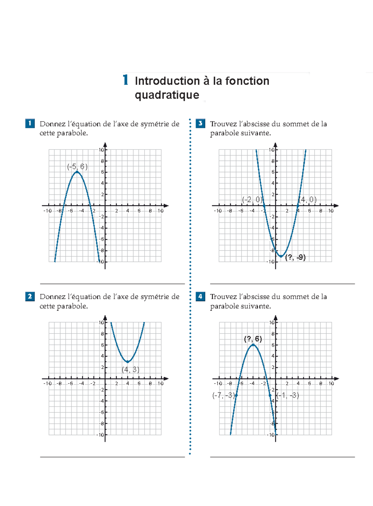 Math SN Pratique Chapitre 7 : Fonction Quadratique Évaluée - Studocu