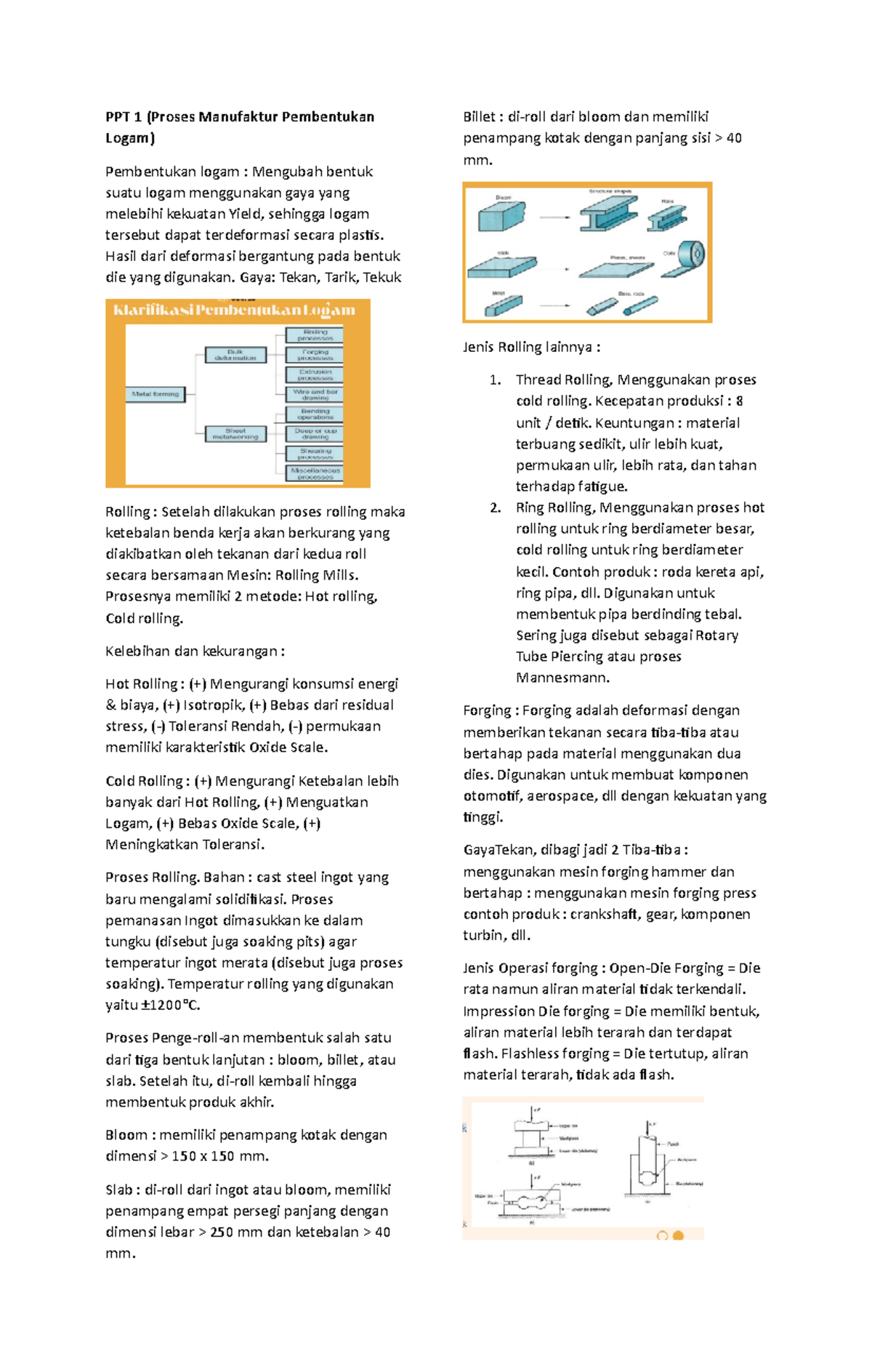 PPT Proses Manufaktur 1-3: Pembentukan, Pengecoran, dan Forging Logam ...