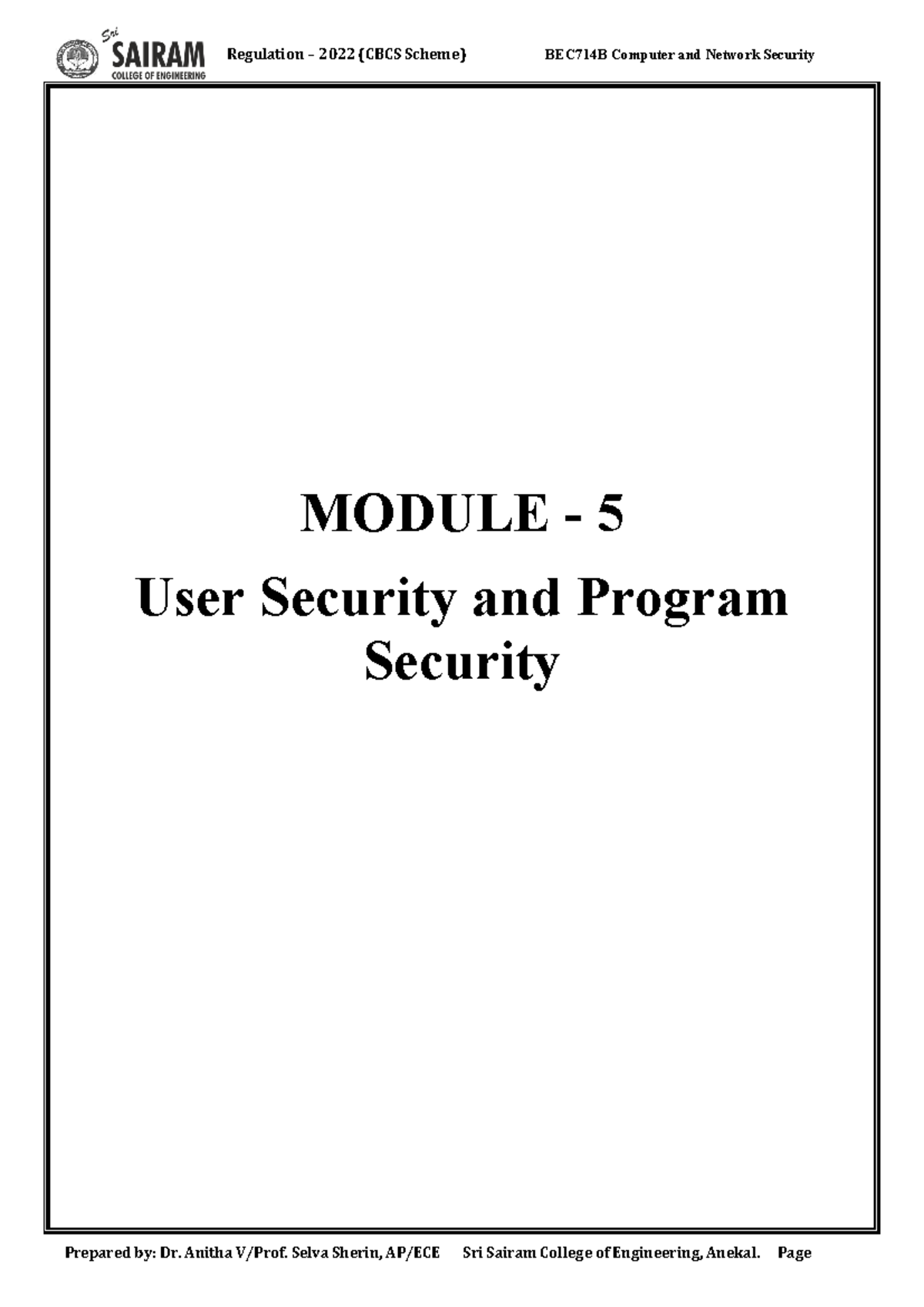 Module 5: User & Program Security in BEC714B - Computer & Network ...