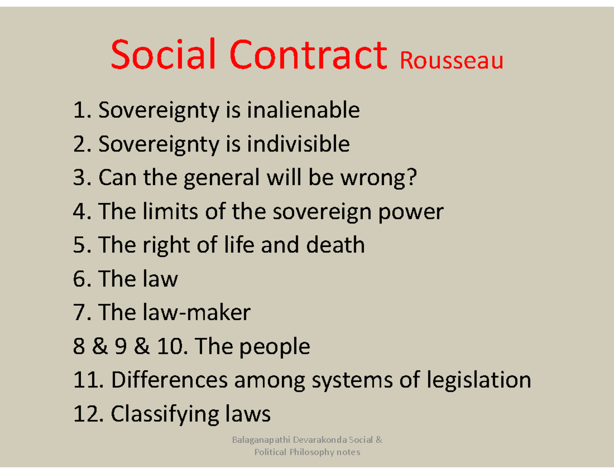 Rousseau's Social Contract: Key Concepts & Political Philosophy Notes ...