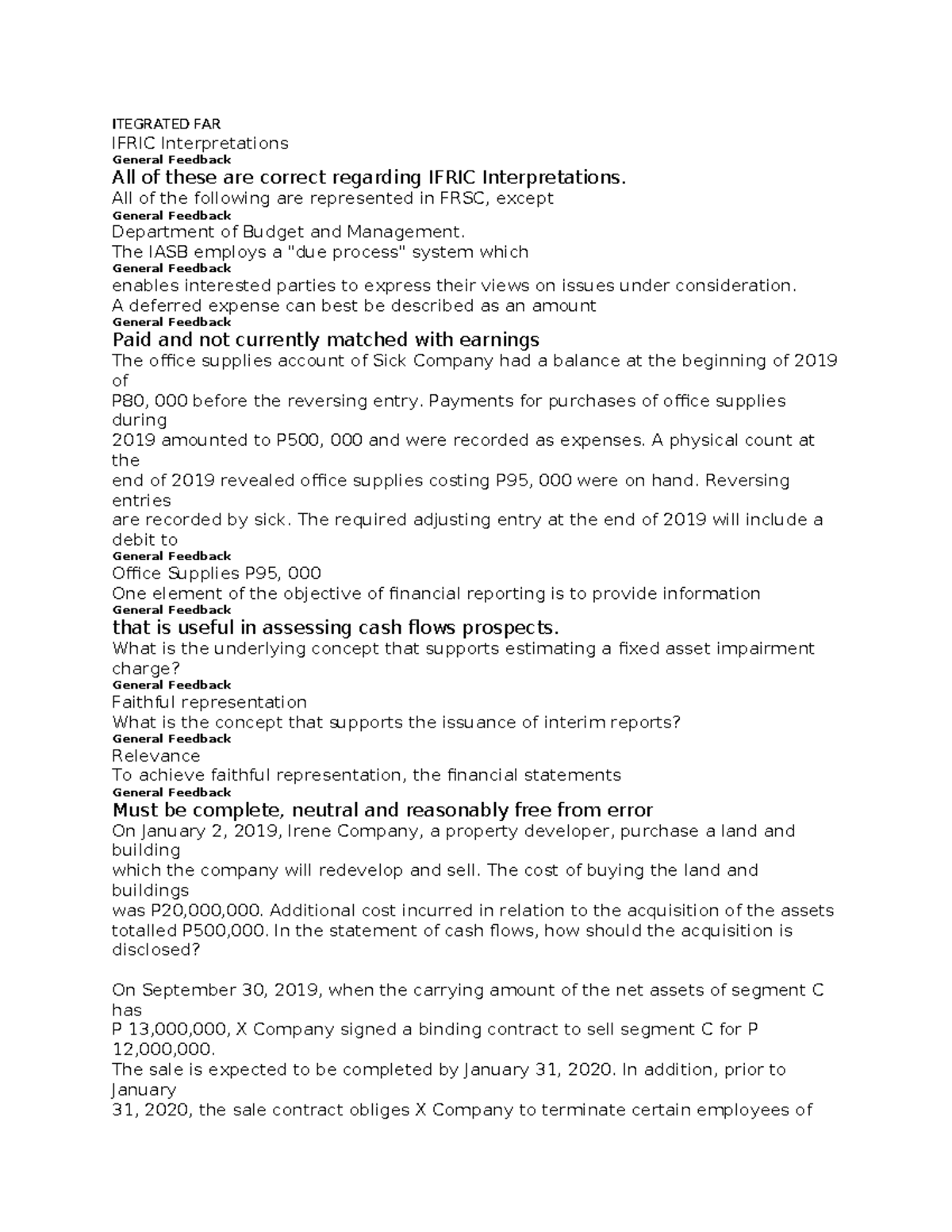 Integrated FAR 1: IFRIC Interpretations and Financial Reporting ...