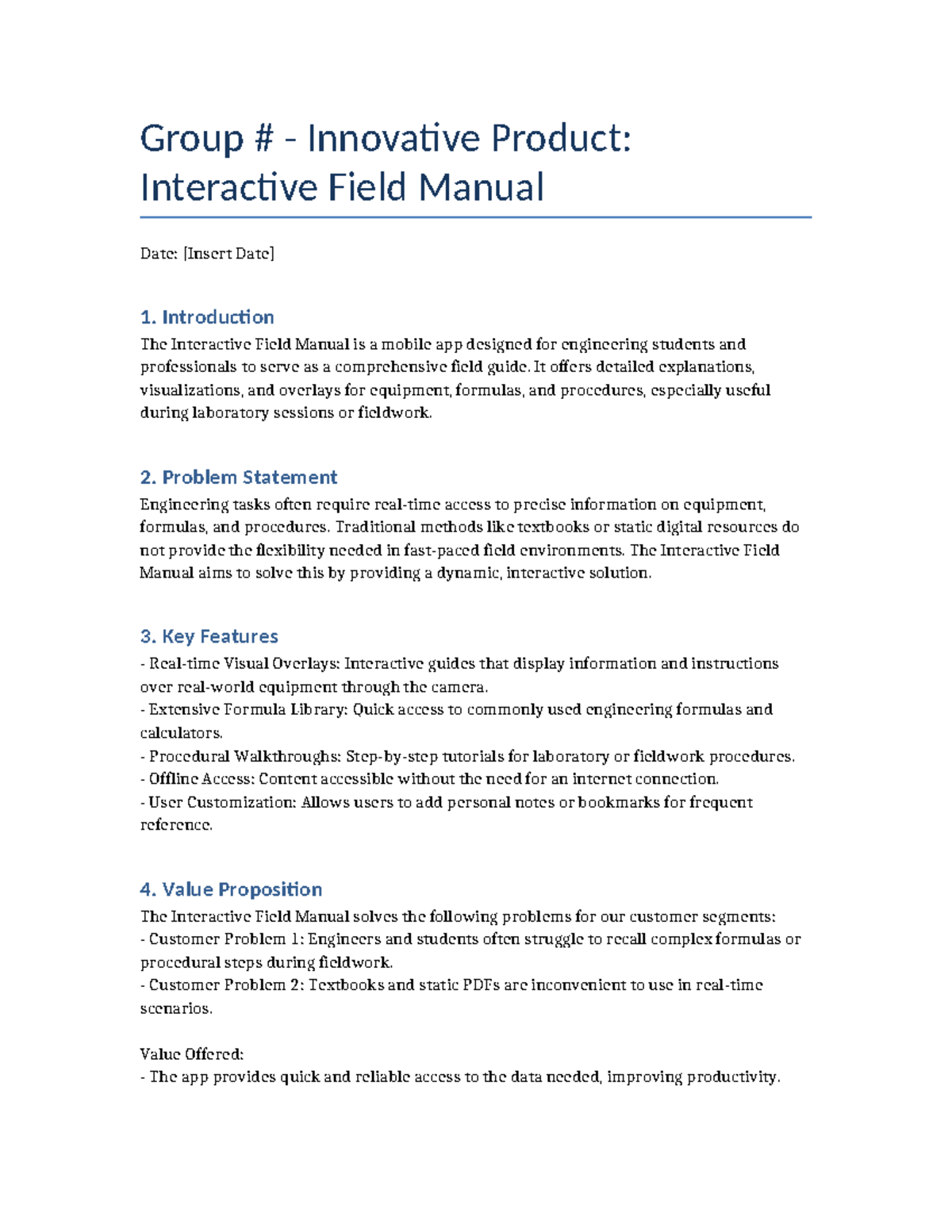 Interactive Field Manual - Group # - Innovative Product: Interactive ...
