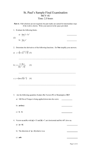 Calculus - Grade: 12 - High School - Canada - Studocu