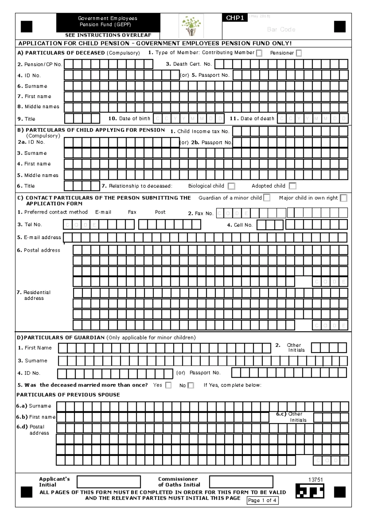 Z143 Application for Spouse Pension - GEPF Form Details - Studocu