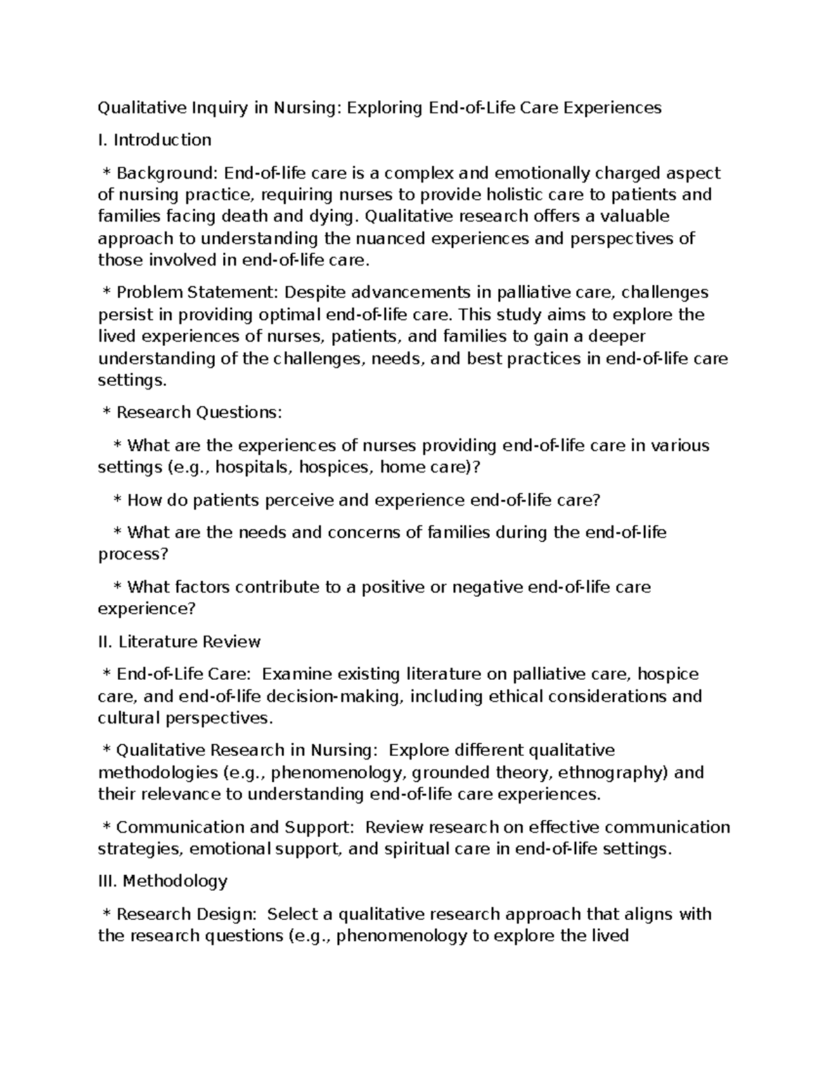 Qualitative Inquiry in Nursing: End-of-Life Care Experiences Analysis ...
