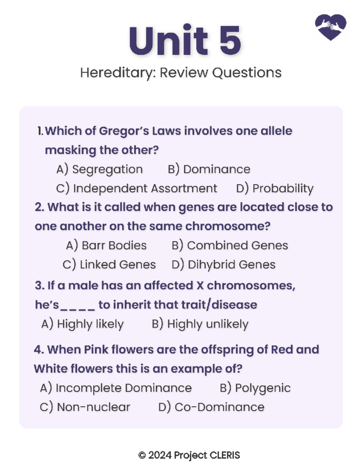 AP Biology Unit 5: Heredity Review Questions - Studocu