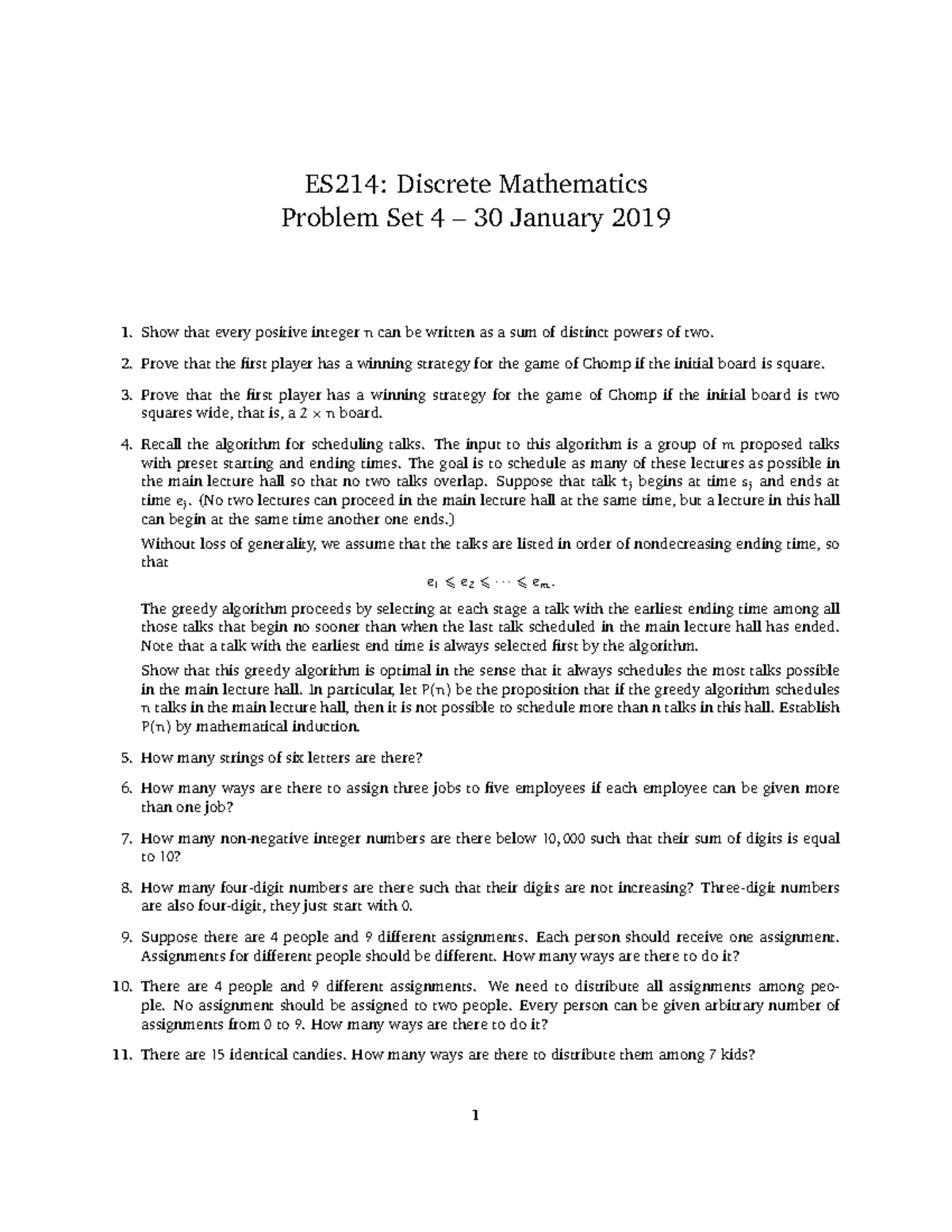 Tutorial 4 - ES214: Discrete Mathematics Problem Set 4 – 30 January ...