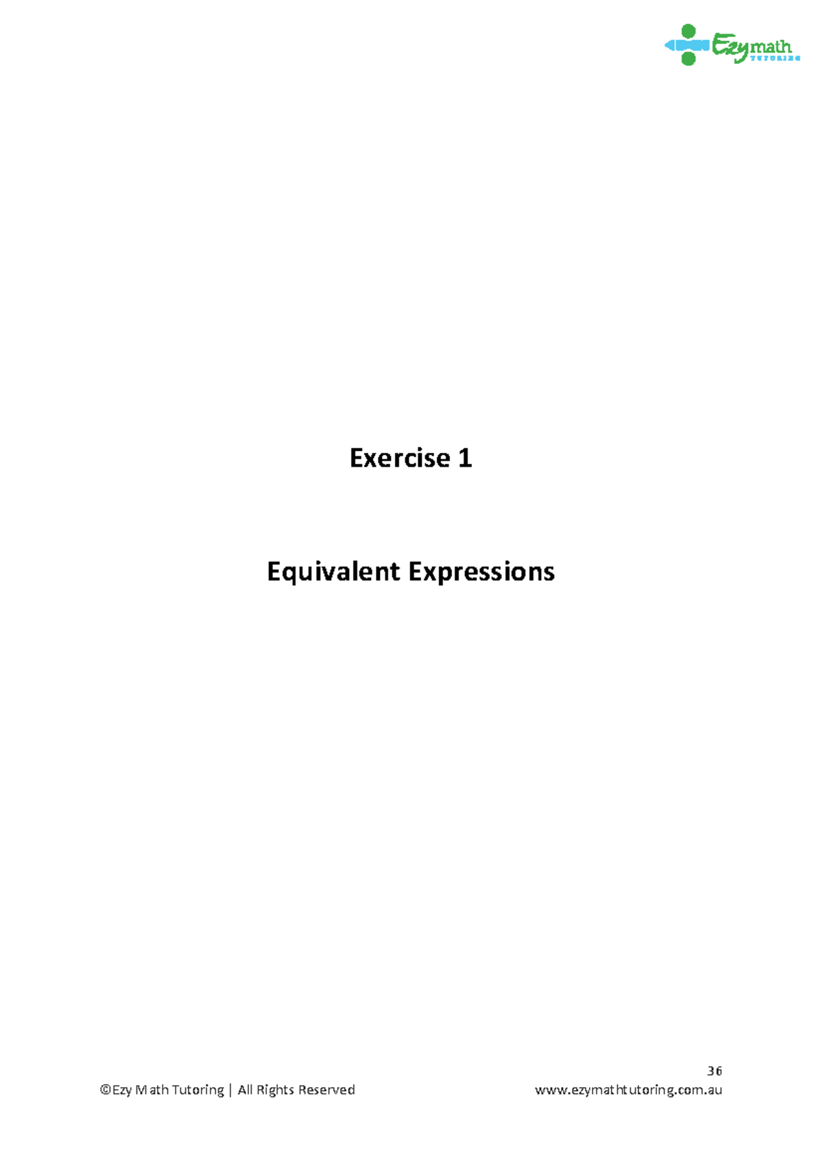 Algebra Exercise 1: Equivalent Expressions - Math Tutoring - Studocu