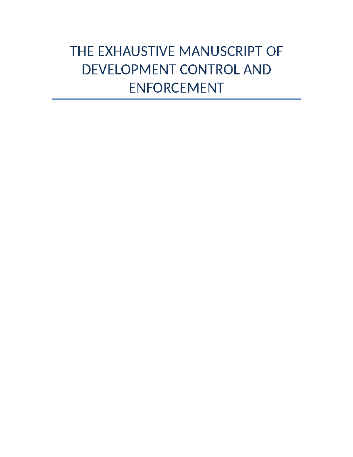 Exhaustive Manuscript on Development Control and Enforcement PLUPA 2019 ...