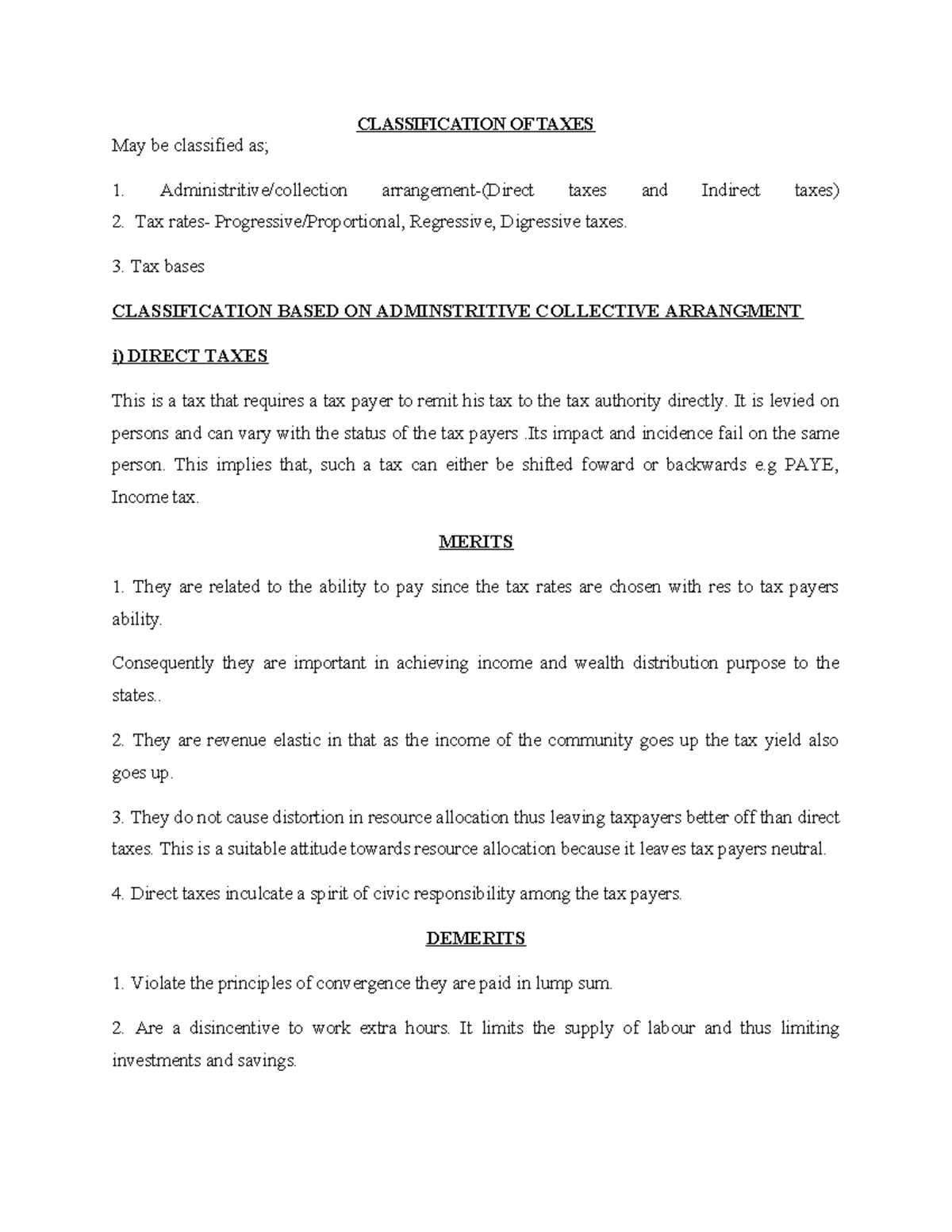 Classification of Taxes: Direct, Indirect & Rates Analysis for Course 2 ...