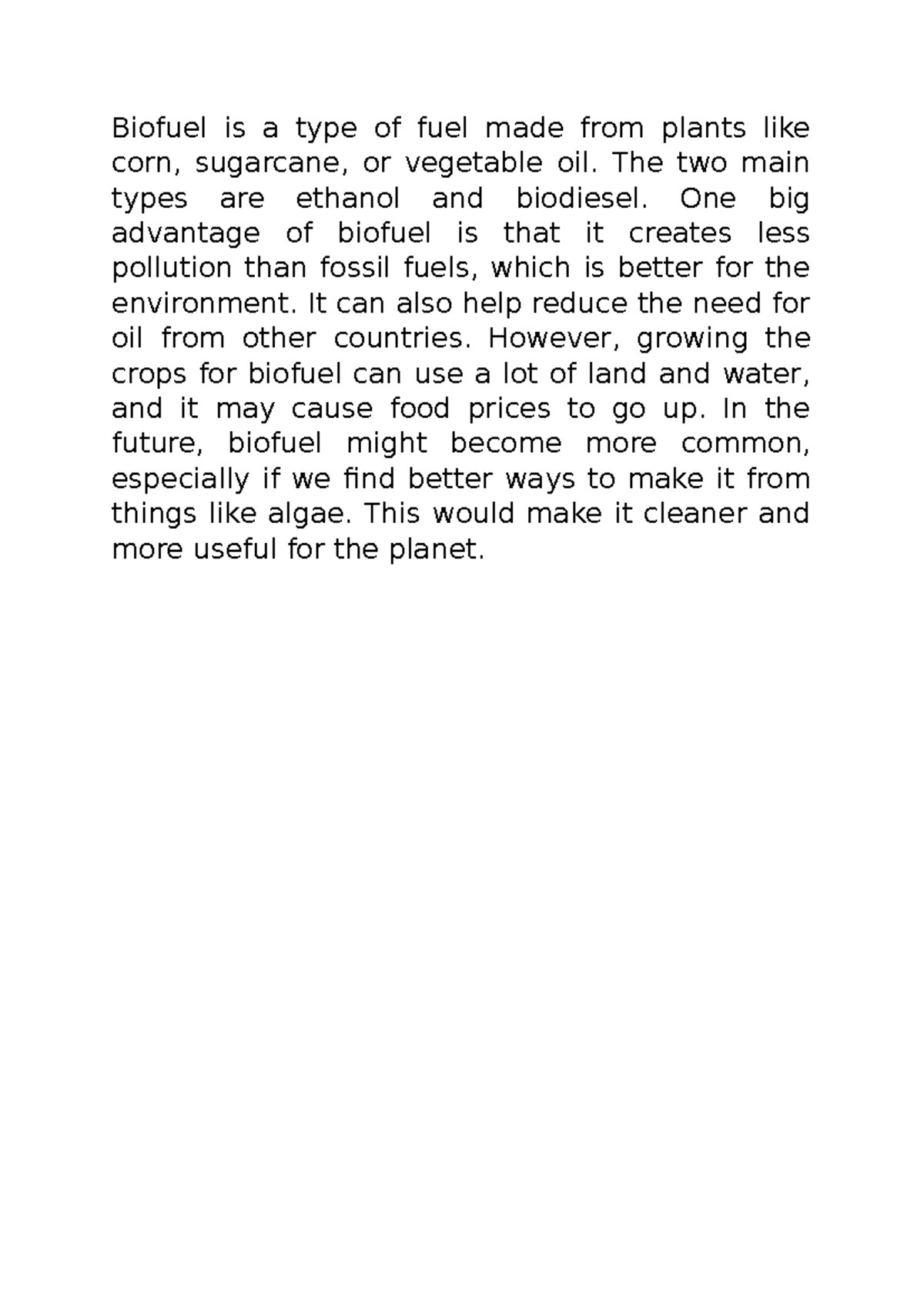 Biofuel Overview: Types, Benefits, and Environmental Impact - Studocu