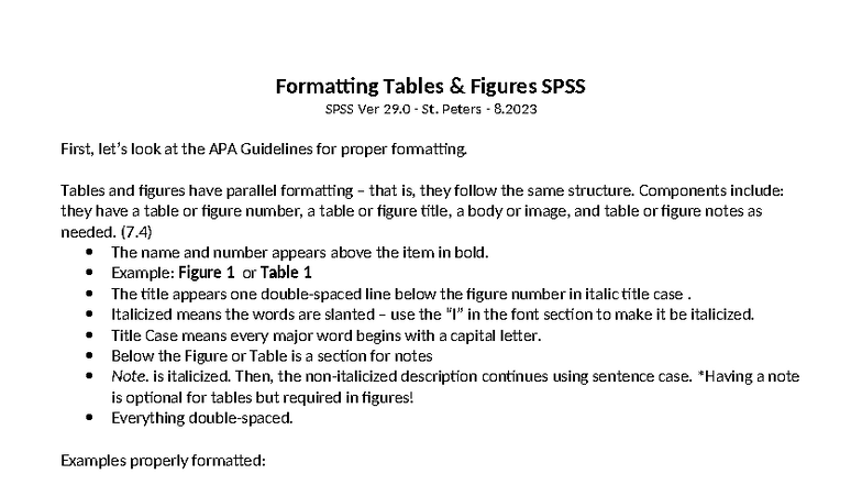 Formatting Tables & Figures in SPSS (Ver 29.0) - APA Guidelines - Studocu