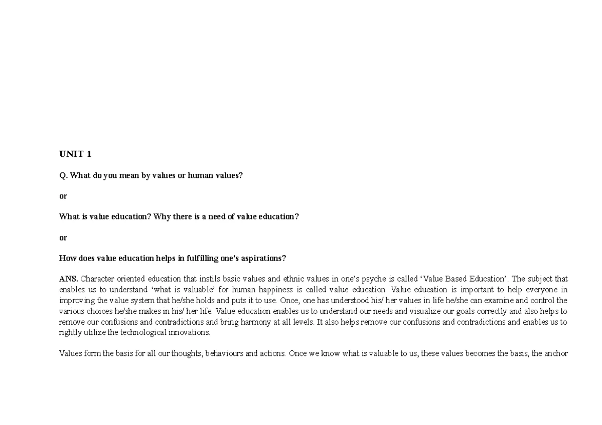 UHV-Sample-Questions - HUMAN VALUES AND PROFESSIONAL ETHICS AUC- SAMPLE ...