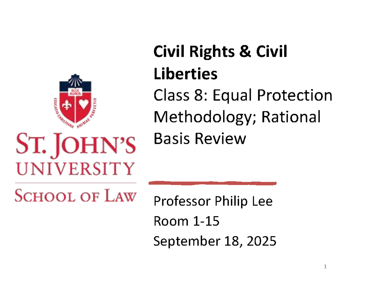 CRCL Class 8: Equal Protection Methodology & Rational Basis Review ...
