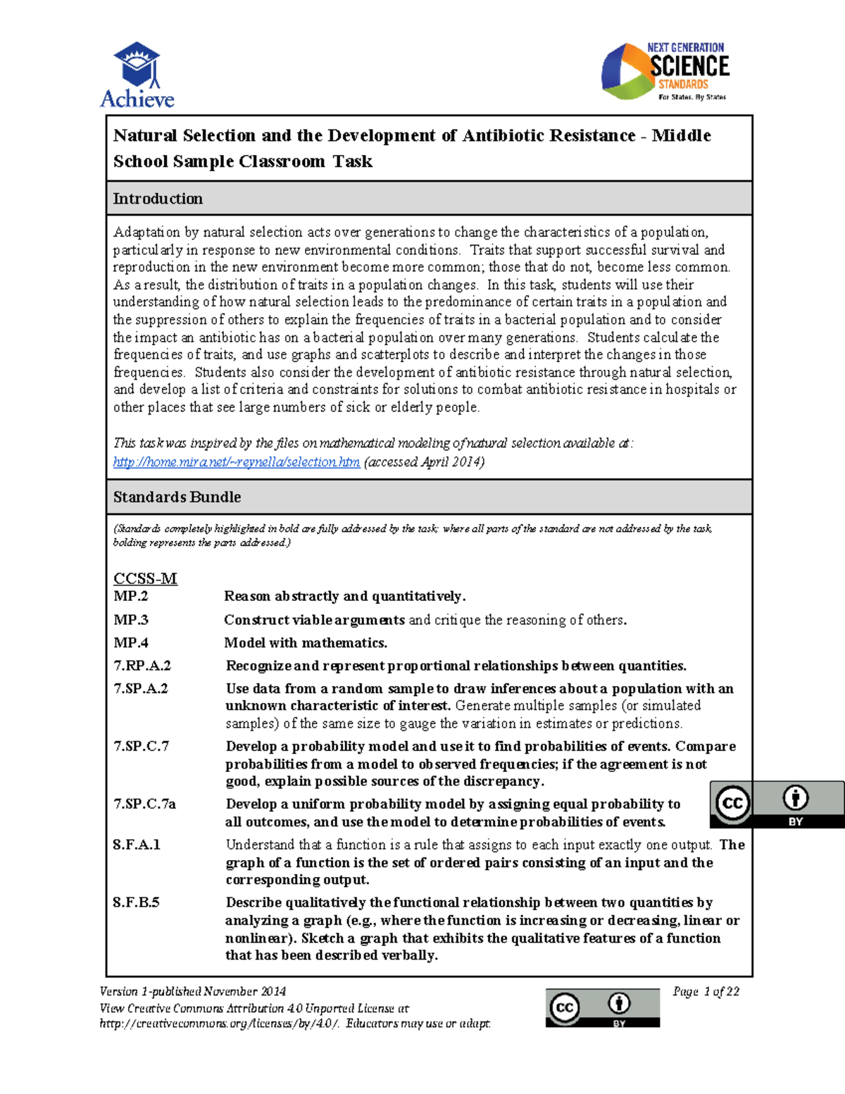 MS-LS Antibiotic Resistance version 2 - Natural Selection and the ...
