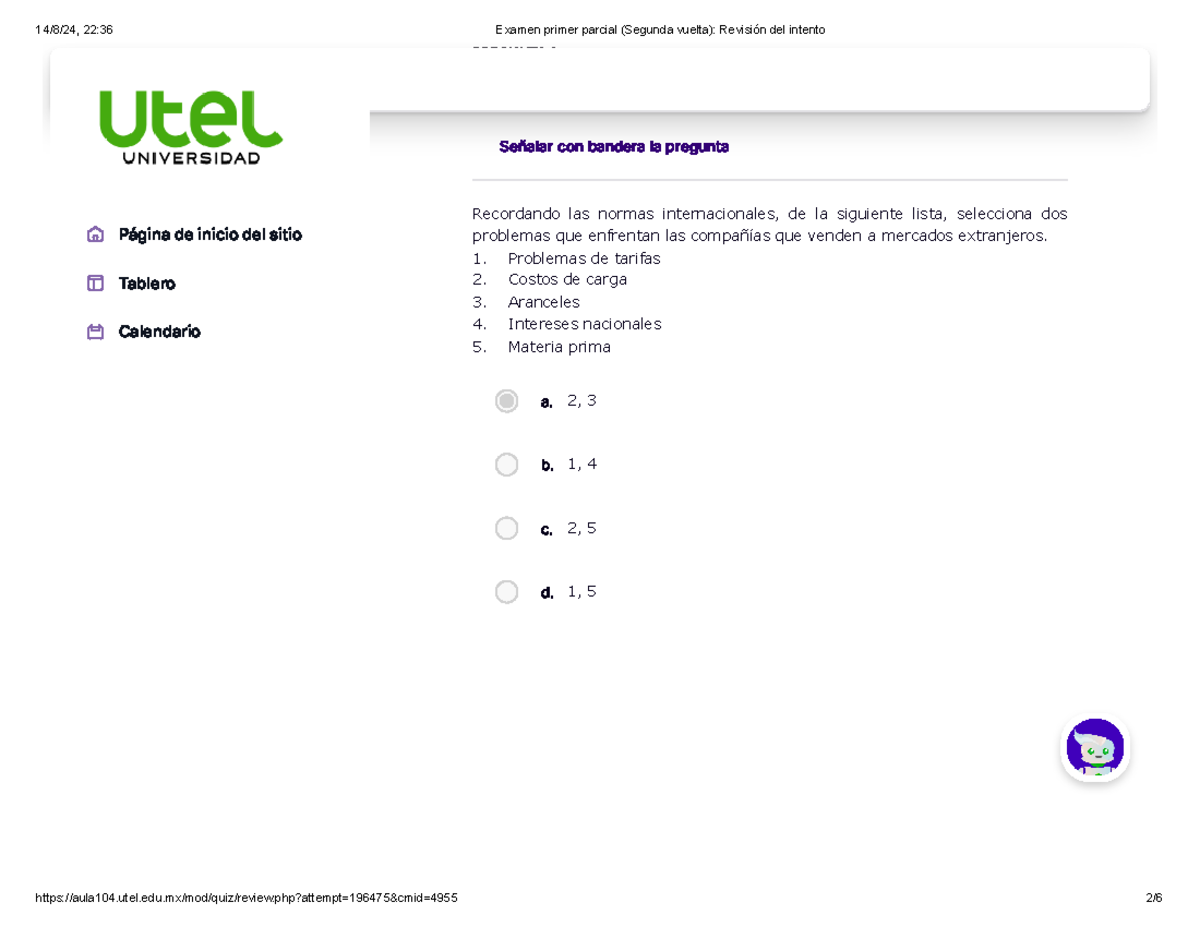 Examen parcial 1 (2ª vuelta) - Revisión y respuestas clave - Studocu
