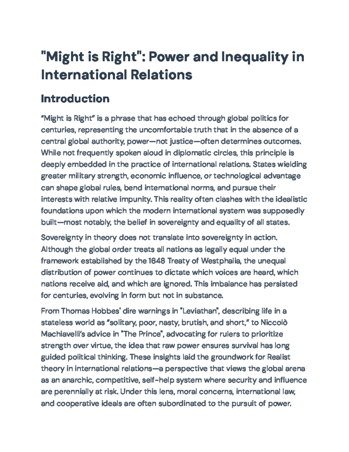 Might is Right: Power Dynamics in International Relations - "Might is ...