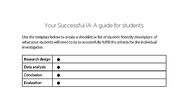 Student IA Criteria Checklist - BIOL 111 - Your Successful IA: A guide ...