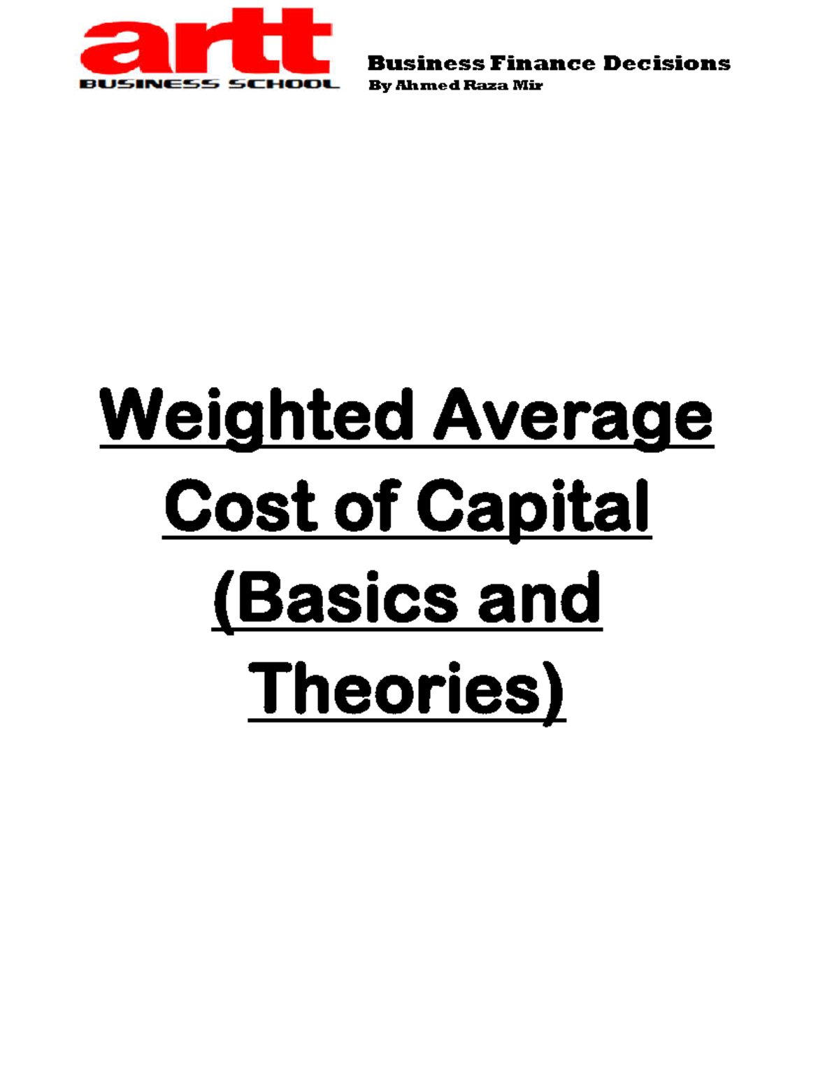 WACC Concepts and Calculation: Complete Theory and Solutions (FIN 301 ...
