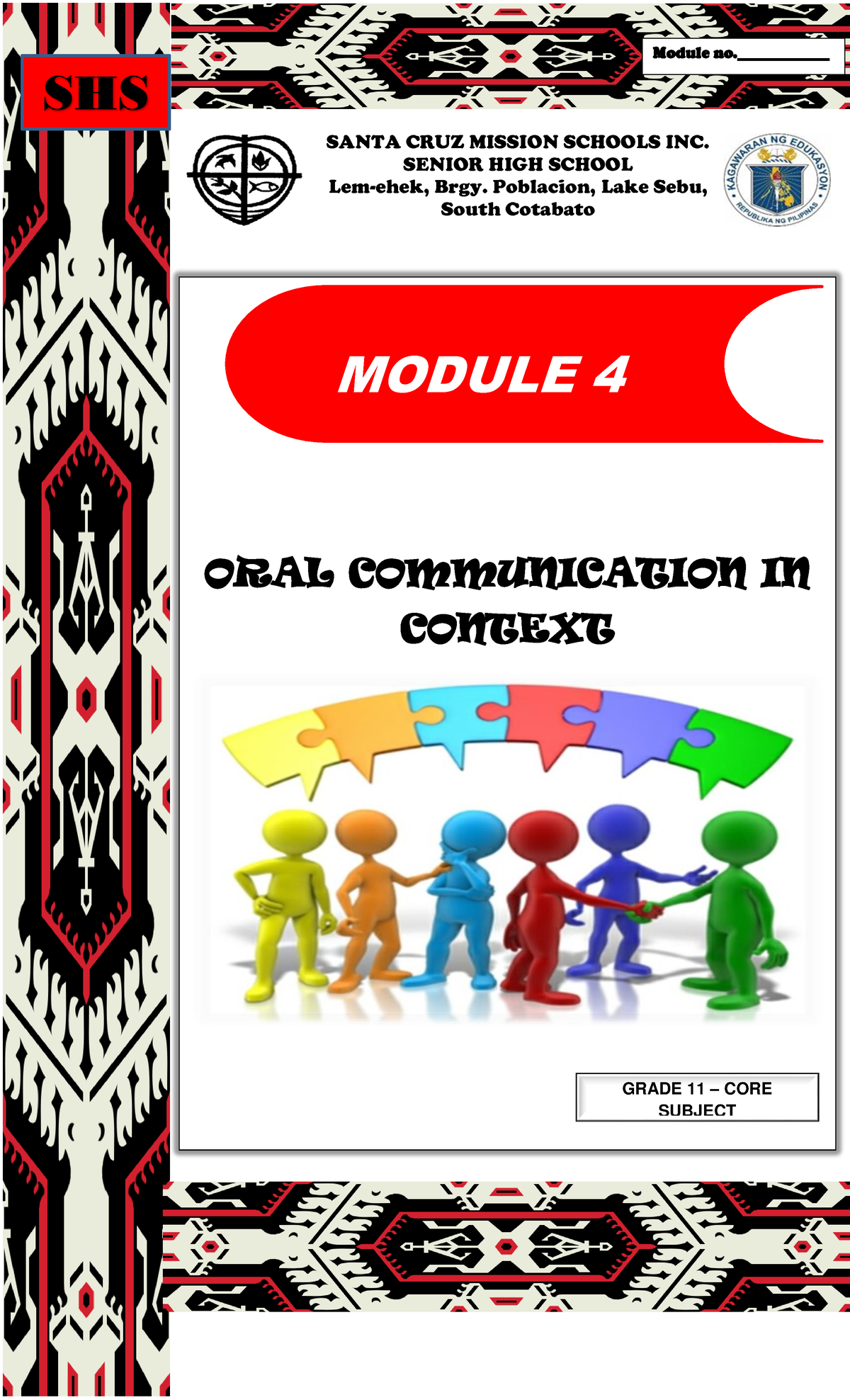 Oral Communication in Context: SHS Module 4 for Grade 11 - Studocu