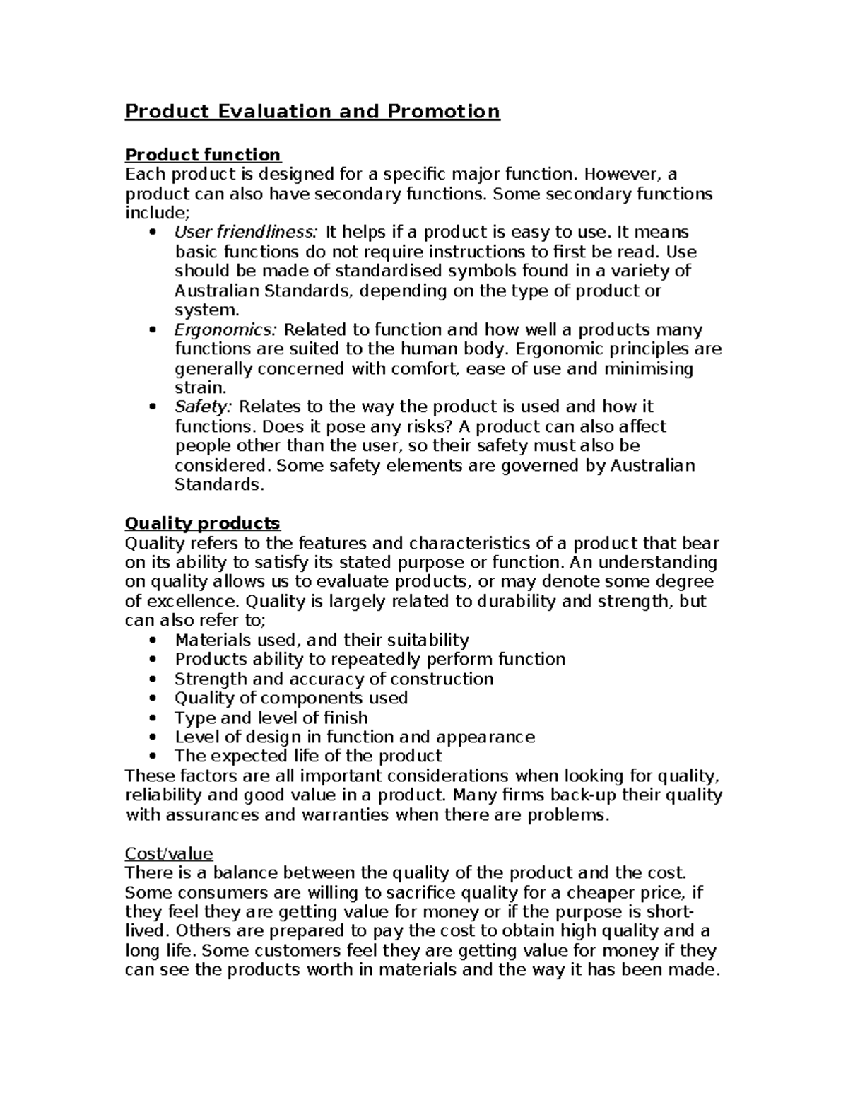 5635 Woodwork Unit 4: Product Evaluation & Promotion Insights - Studocu
