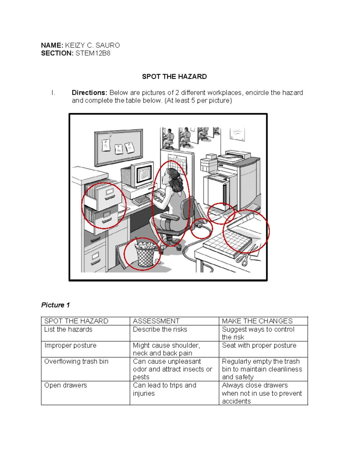 Spot-the-Hazard - hazard - NAME: KEIZY C. SAURO SECTION: STEM12B SPOT ...