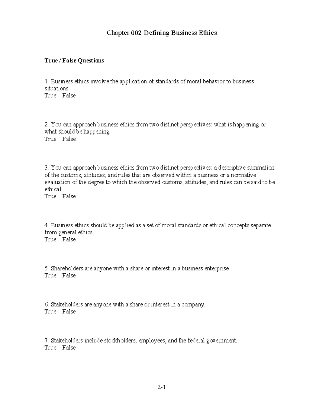 Chapter 002 - Understanding Business Ethics and Stakeholder Impact ...