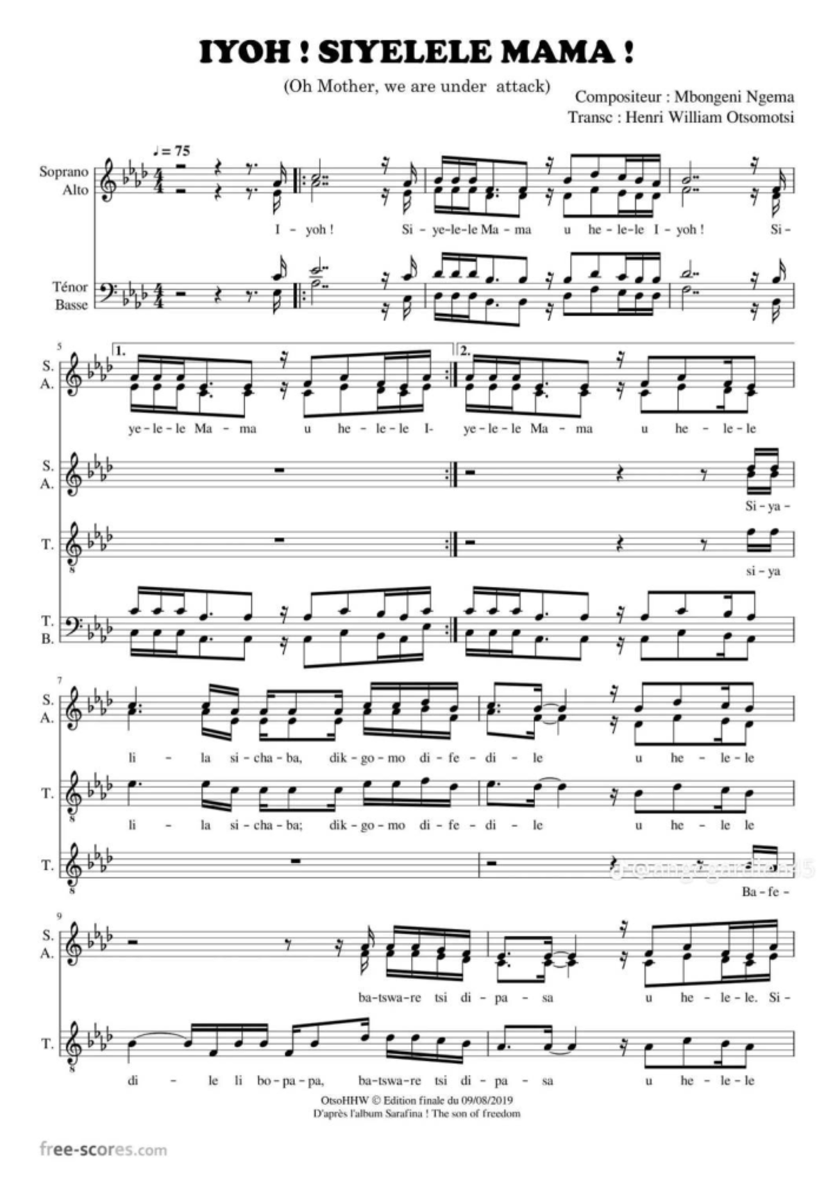 IYOH !SIYELELE MAMA! - Lyrics Analysis and Composition (IYOH 101) - Studocu