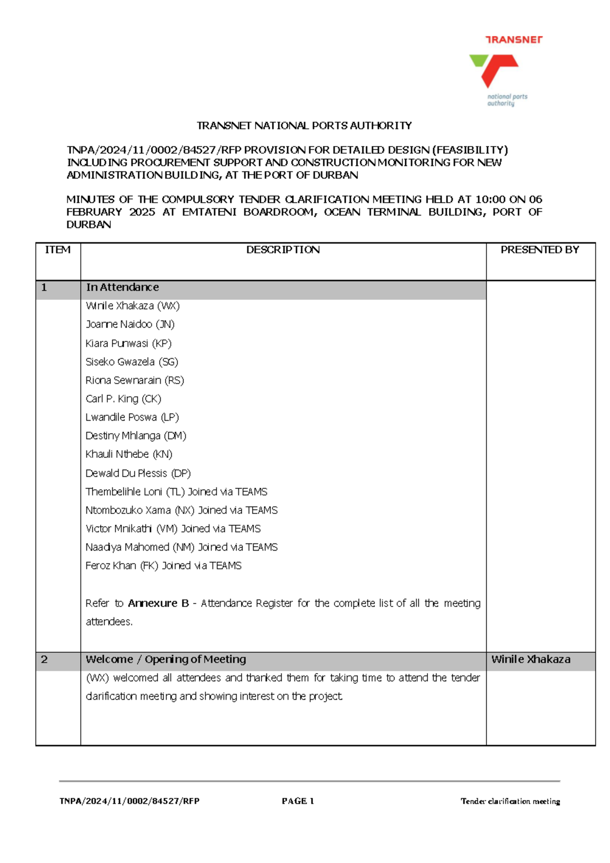 Minutes - TNPA/2024/11/0002/84527/RFP Tender Clarification Meeting ...