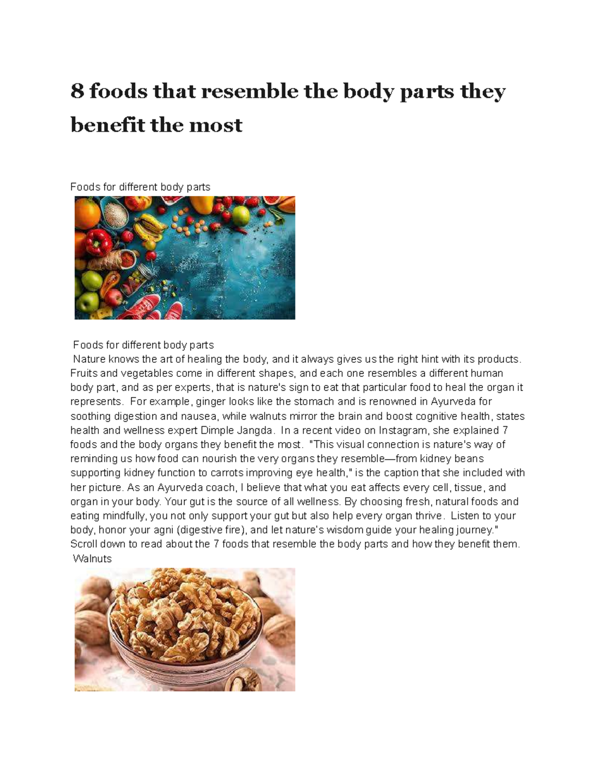 Foods That Resemble Body Parts & Their Benefits: 8 Key Examples - Studocu