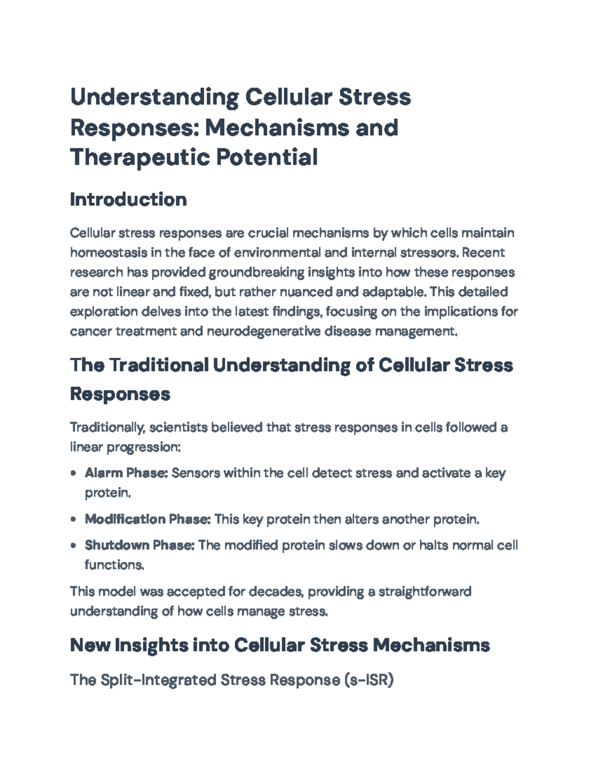 Understanding Cellular Stress Responses: Mechanisms & Cancer ...