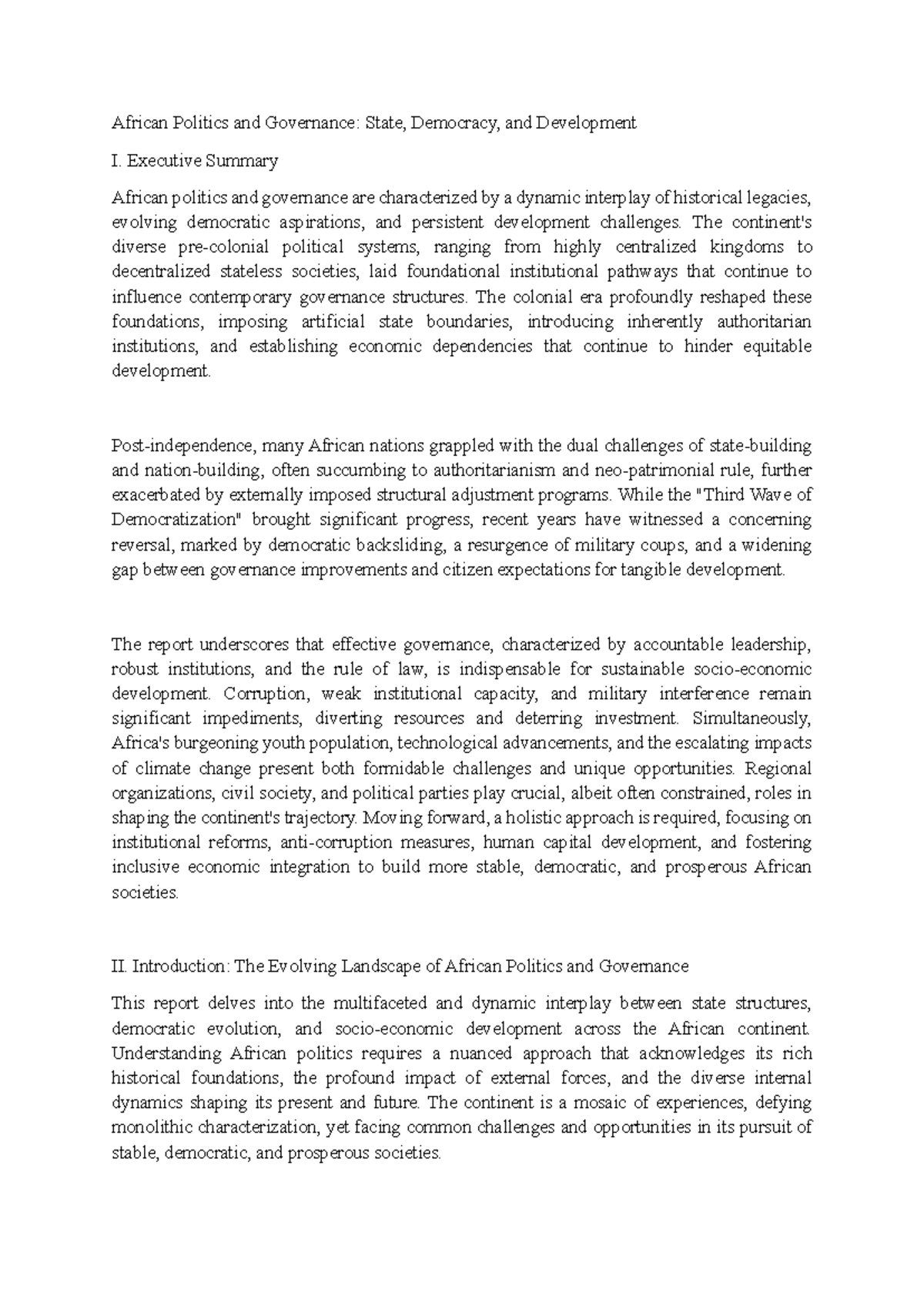 African Politics and Governance: State, Democracy, and Development I ...