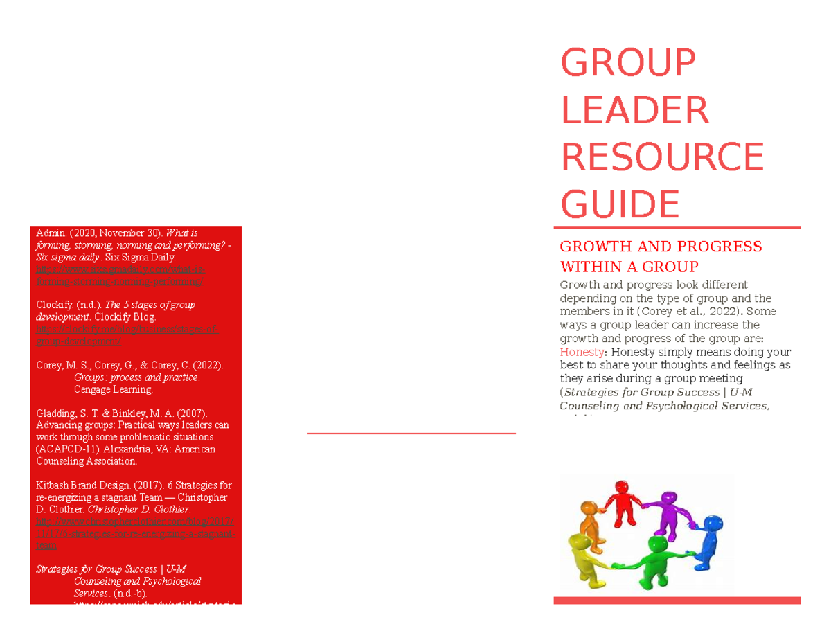 Group Leader Resource Guide: Strategies for Stages of Development - Studocu