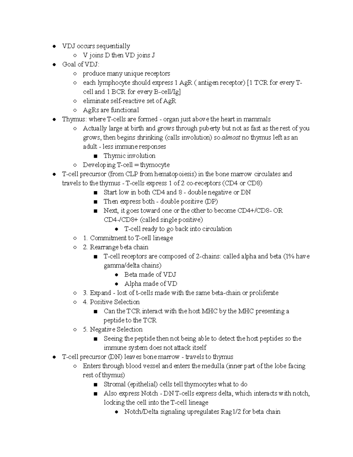 2 - Lecture Notes on VDJ Recombination Overview and T-Cell Development ...