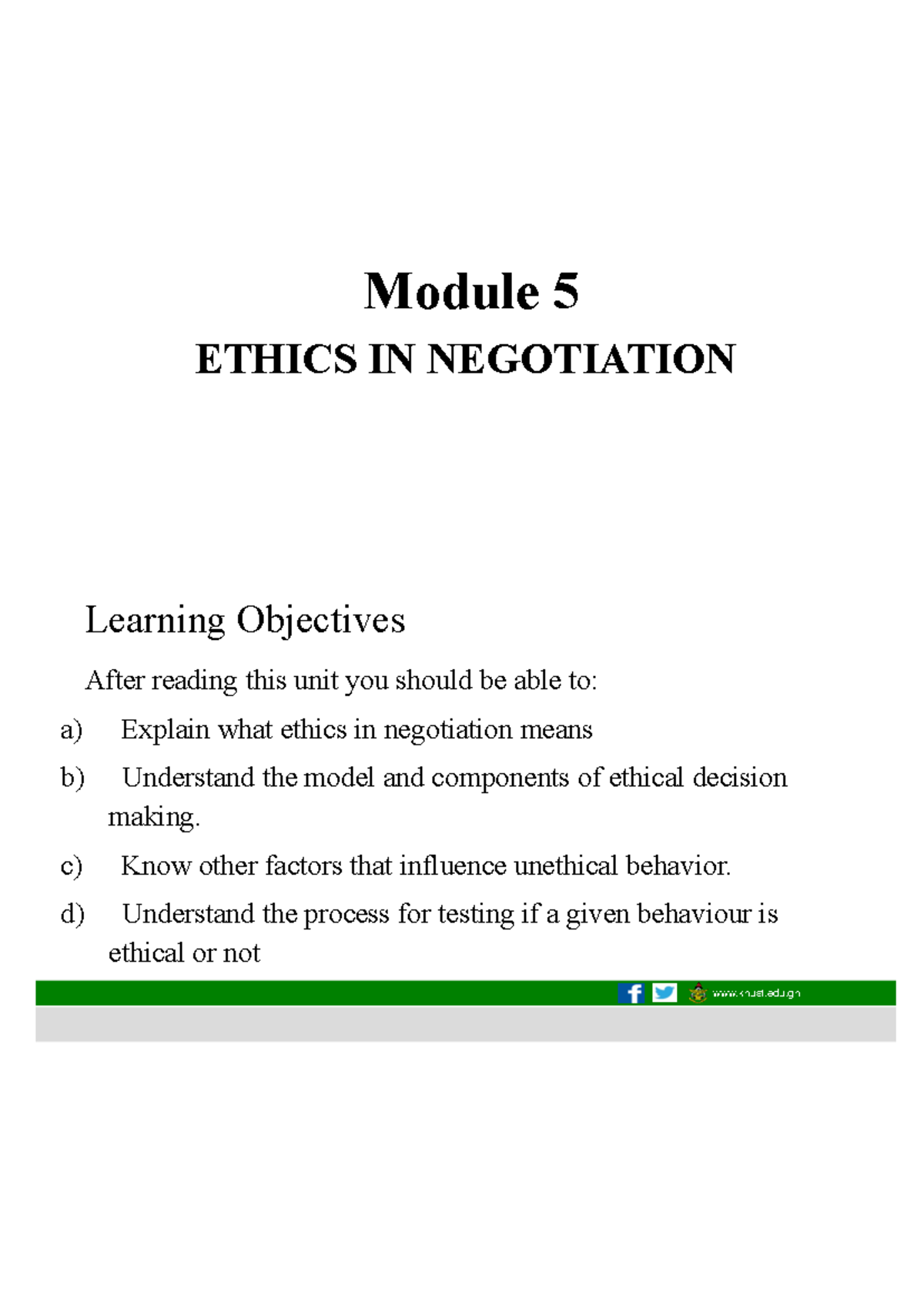 Unit 5: Ethics in Negotiation - Understanding Morality in Deal-Making ...