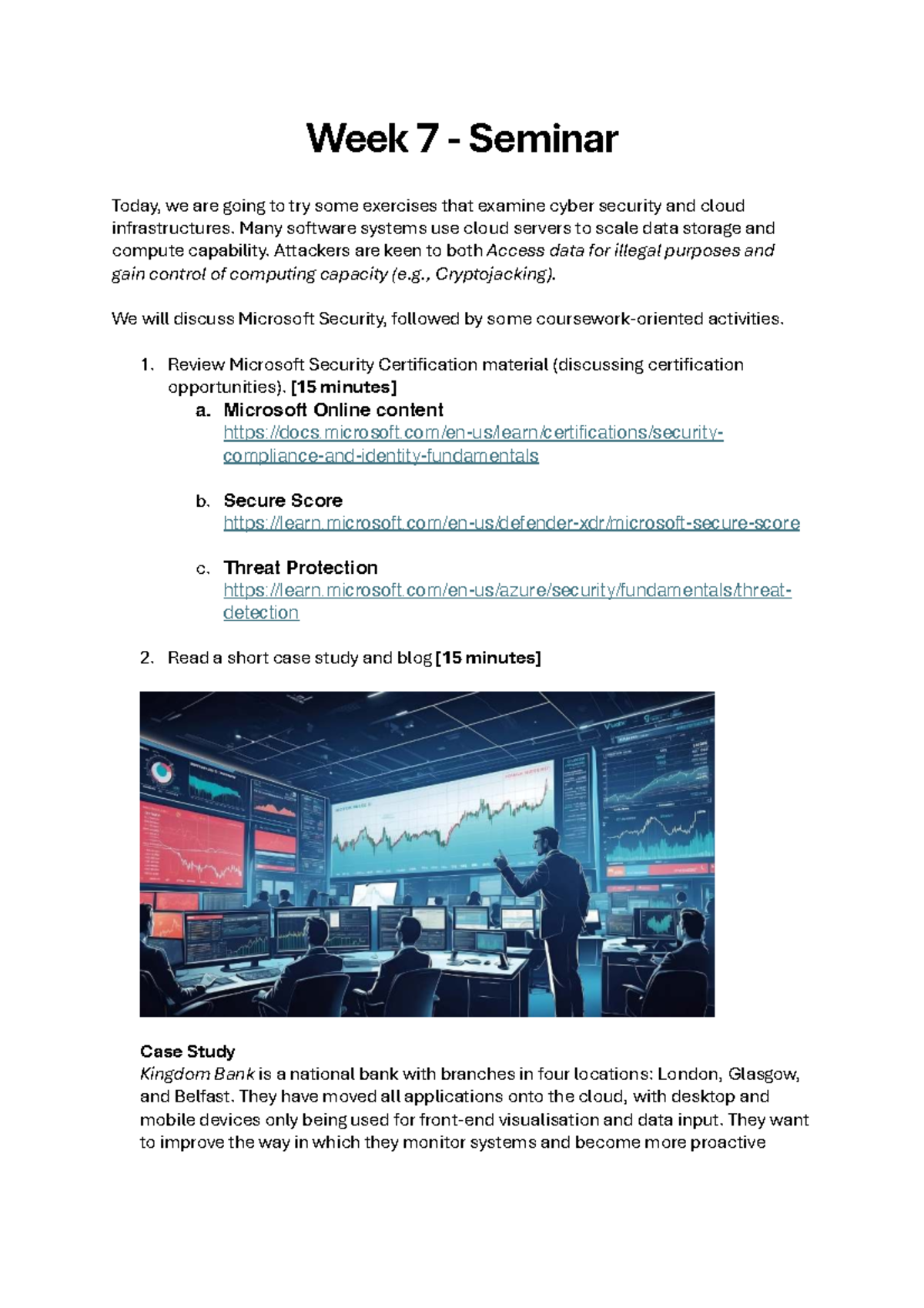 Week 7 Seminar: Cyber Security & Cloud Infrastructure Exercises - Studocu